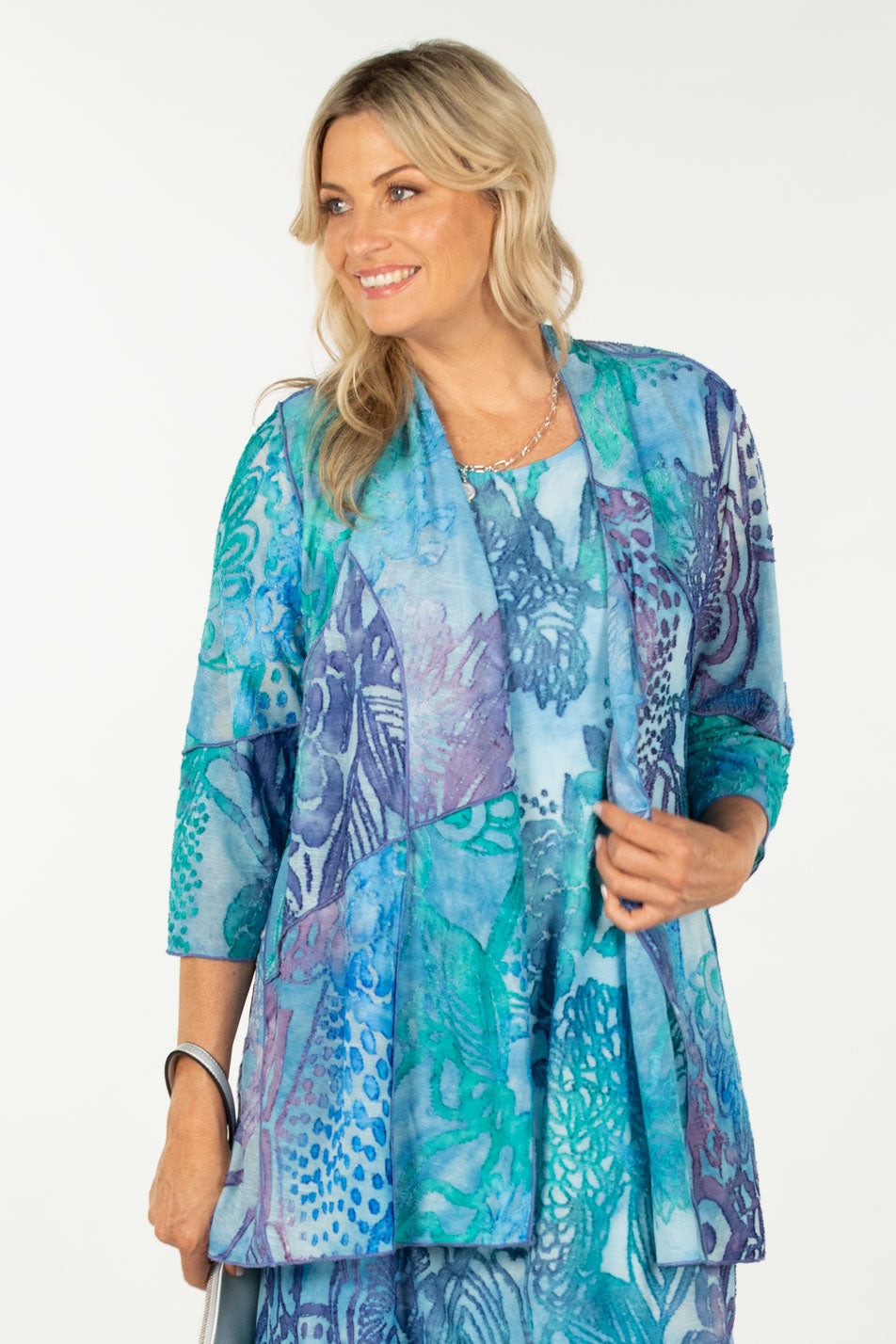 Shop Blue Atoll Spliced Cardigan in Blue Mix – Fella Hamilton